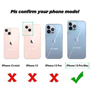 Fanlecc Wallet Case Compatible with iPhone 13 Pro Max 6.7" Artificial Leather Case with 360° Rotation Finger Ring Holder Card Slots Kickstand Folio Flip Cover for Men Women (Mint Marble)