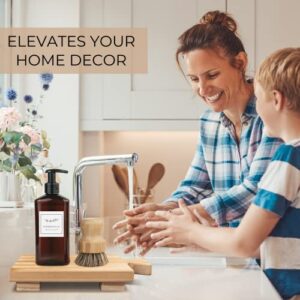 KIBAGA Decorative Wood Riser For Modern Bathroom and Kitchen Decor - Beautiful Pedestal Stand Displays Your Decorations - Cute Farmhouse Soap Dispenser Tray and Sponge Holder for Your Counter/ Sink