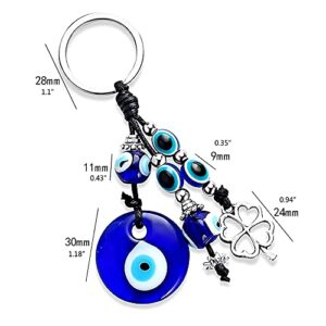 Handmade Evil Eye Keychain Clover Good Luck Charms Evil Eye Car Hanging Ornament Cute Key Ring