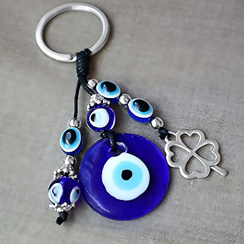 Handmade Evil Eye Keychain Clover Good Luck Charms Evil Eye Car Hanging Ornament Cute Key Ring