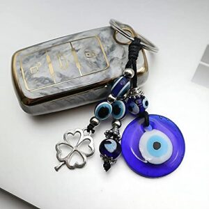 Handmade Evil Eye Keychain Clover Good Luck Charms Evil Eye Car Hanging Ornament Cute Key Ring