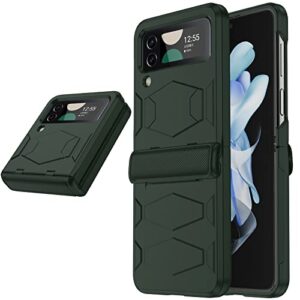 for Z Flip 4 Case, Galaxy Z Flip 4 Case(2022), Wireless Charging Support Armor Cover Bumper for Samsung Flip 4 Case with Hinge Protection, Shockproof for Samsung Galaxy Z Flip 4 Case(Green)