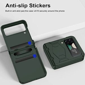 for Z Flip 4 Case, Galaxy Z Flip 4 Case(2022), Wireless Charging Support Armor Cover Bumper for Samsung Flip 4 Case with Hinge Protection, Shockproof for Samsung Galaxy Z Flip 4 Case(Green)