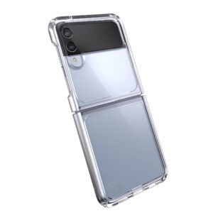 speck products presidio perfect clear flip samsung galaxy z flip4 5g case, foldable clear/clear