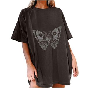 kosheko womens vintage oversized t shirts short sleeve loose fit graphic tees summer casual trendy aesthetic top teen girls, y*dark gray