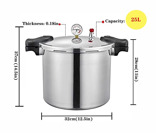 25quart pressure canner cooker and cooker with cooking rack canning pressure cooker with gauge Explosion proof safety valve Extra-large size great for big canning jobs,Induction cooker can sense