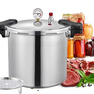 25quart pressure canner cooker and cooker with cooking rack canning pressure cooker with gauge Explosion proof safety valve Extra-large size great for big canning jobs,Induction cooker can sense