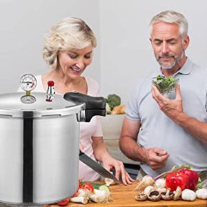 25quart pressure canner cooker and cooker with cooking rack canning pressure cooker with gauge Explosion proof safety valve Extra-large size great for big canning jobs,Induction cooker can sense