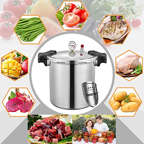 25quart pressure canner cooker and cooker with cooking rack canning pressure cooker with gauge Explosion proof safety valve Extra-large size great for big canning jobs,Induction cooker can sense