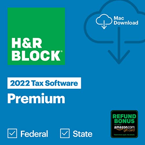 H&R Block Tax Software Premium 2022 with Refund Bonus Offer (Amazon Exclusive) [Mac Download]