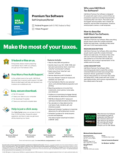 H&R Block Tax Software Premium 2022 with Refund Bonus Offer (Amazon Exclusive) [Mac Download]