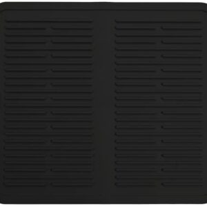 S&T INC. Silicone Mat for Kitchen Counter, Kitchen Drying Mat, Large Dish Drying Mat Silicone, Heavy Duty, Non-Slip, Dishwasher Safe and Heat Resistant, Black, 16 Inch x 18 Inch, 1 Pack