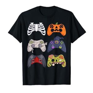 Halloween Skeleton Zombie Gaming Controllers Mummy Boys Kids T-Shirt