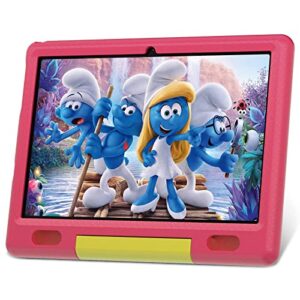 fullant kids tablet 10 inch, android 11 tablet pc 10.1" display,kidoz pre installed,parental control,2gb+32gb,6000mah,hd dual camera,kid-proof case(pink)