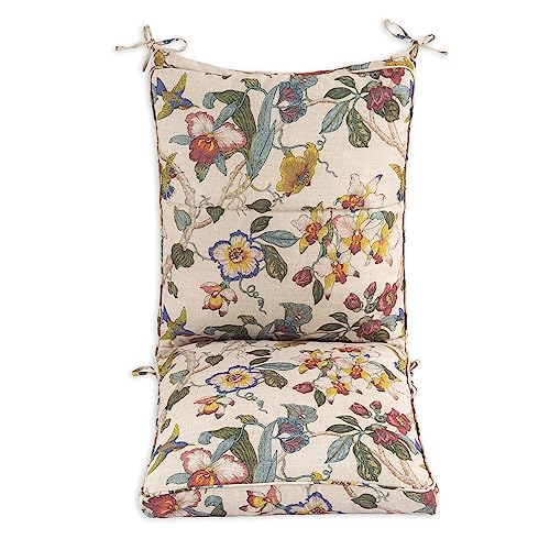 Set of 4 Outdoor Dining Chair Cushions, Comfort Patio Seating Cushions, 44 x21x4.5 inch, Single Welt and Zipper, Khaki Floral Essence