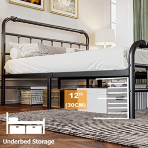 THEOCORATE King Size Bed Frame with Headboard and Footboard,14 Inch High Metal Platform, 3500lbs Support，No Box Spring Needed,Noise Free, Easy Assembly,Black