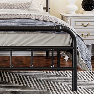 THEOCORATE King Size Bed Frame with Headboard and Footboard,14 Inch High Metal Platform, 3500lbs Support，No Box Spring Needed,Noise Free, Easy Assembly,Black