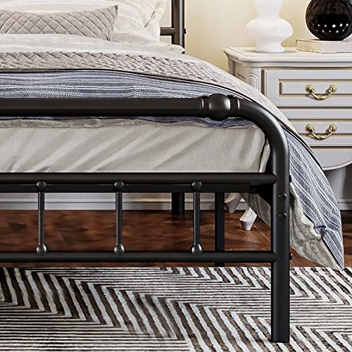 THEOCORATE King Size Bed Frame with Headboard and Footboard,14 Inch High Metal Platform, 3500lbs Support，No Box Spring Needed,Noise Free, Easy Assembly,Black