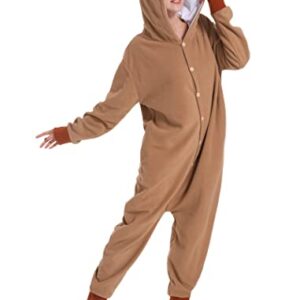 Lovemonster Adult Raccoon Costume Animal Onesie, Dressing-up Party Halloween Christmas Cosplay Costume Pajamas Sleepwear for Women Men Brown L