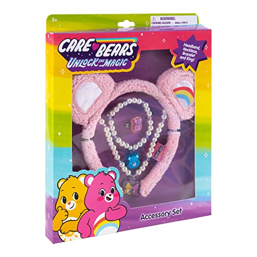 Care Bears HeadBands For Girls - Kids Jewelry for Girls - Dress Up Set All in one Giftable Box - Headband - Play Jewelry Set - 4pc (Toddler Headband, Necklace, Dress Up Bracelet, Ring) Ages 3+