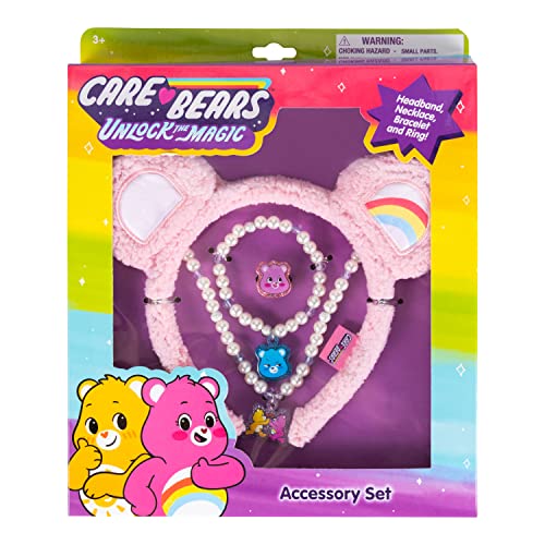 Care Bears HeadBands For Girls - Kids Jewelry for Girls - Dress Up Set All in one Giftable Box - Headband - Play Jewelry Set - 4pc (Toddler Headband, Necklace, Dress Up Bracelet, Ring) Ages 3+