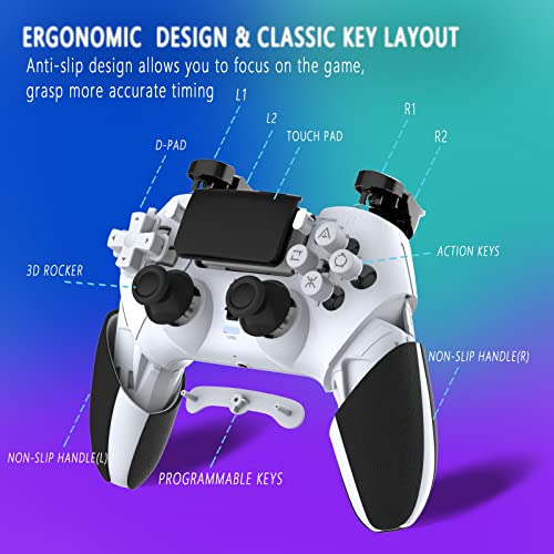 TERIOS Wireless Pro Controller Compatible with PS4 /PS4 Pro/PS4 Slim Console, Gaming Remote with Built-in 800mAh Rechargeable Battery/Precise Joystick/Audio/Turbo/Advanced Buttons Programming (Black)