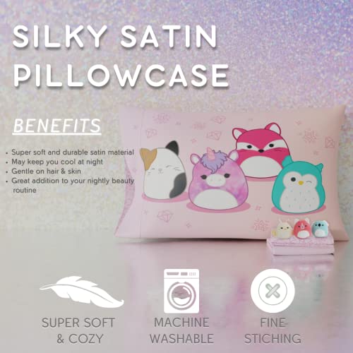 Squishmallows Bedding Silky Satin Standard Beauty Pillowcase Cover 20x30 for Hair and Skin, by Franco