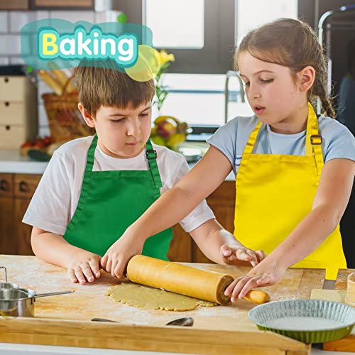 Ecoofor 24 Pieces 12 Colors Kid Aprons Set XL for 7-13 Age Children Chef Aprons Kids Painting for Kitchen Cooking Baking Painting