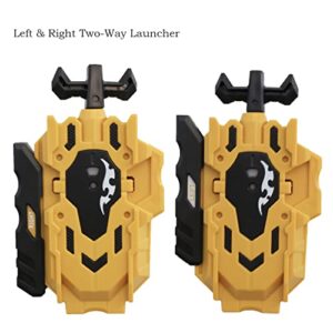 Launcher and Grip,Sparking Left&Right L/R Two-Way Launcher Compatible with All Bey Burst Series Bey Battling-Gold