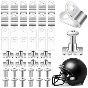 football helmet repair kit football helmet hardware kit r shape football visor clips screws nuts with rubber gaskets for youth hockey baseball sports (32 pcs)