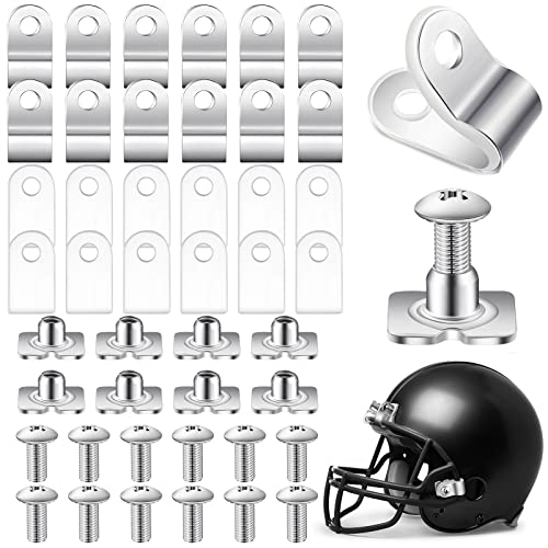 Football Helmet Repair Kit Football Helmet Hardware Kit R Shape Football Visor Clips Screws Nuts with Rubber Gaskets for Youth Hockey Baseball Sports (32 Pcs)