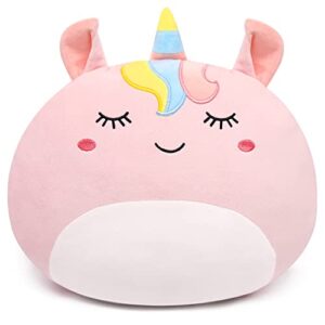 12.5" pink plush pillow stuffed animals for girls kids - cute pink plushie stuffed horse plush toy, soft hugging pillow plush animal throw pillows for christmas birthday easter gift decoration