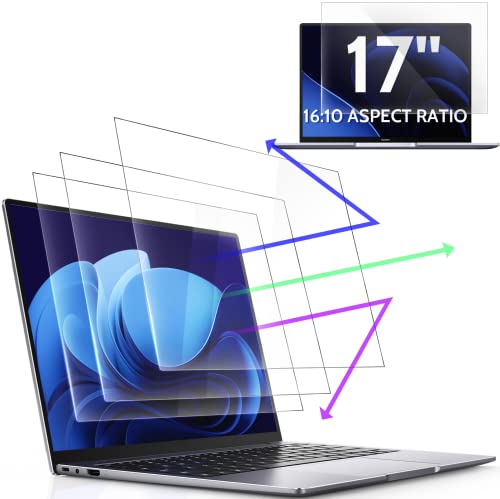 3 Pcs 17" Anti Blue Light Screen Protector Compatible With Lenovo Hp Dell Acer Asus Samsung etc Laptop-16:10 Aspect, 17 Inch Computer Monitor Glare Filter Uv Blocker Shield Cover Eye Protection Film