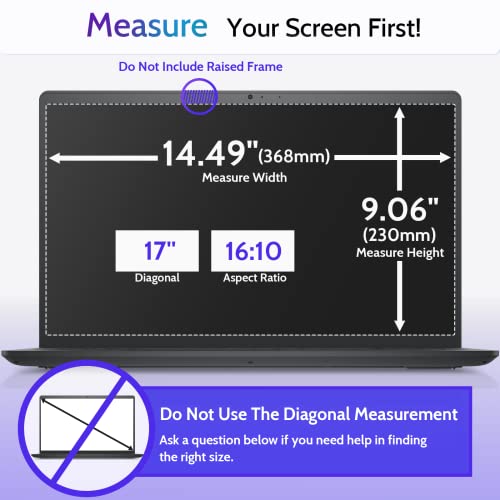 3 Pcs 17" Anti Blue Light Screen Protector Compatible With Lenovo Hp Dell Acer Asus Samsung etc Laptop-16:10 Aspect, 17 Inch Computer Monitor Glare Filter Uv Blocker Shield Cover Eye Protection Film