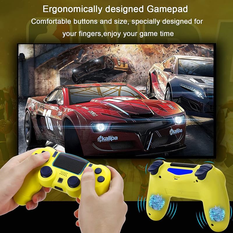 YU33 Wireless Controller for PS4 Controller, Replacement for Playstation 4 Controller,Dual Vibration Pa4 Game Gamepad Joystick Remote Controller for PS4/Slim/Pro/PC,with Motion Control,Audio Yellow