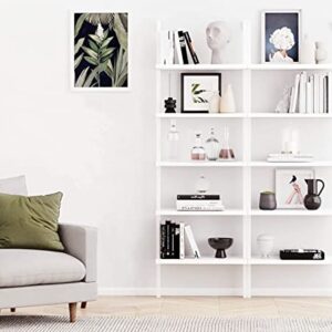 Karl home Ladder Shelf 5 Tier Wall Mounted Bookcase with Metal Frame, Open Design Shelves for Living Room, Bedroom, Home, Office, White (23.62" L x 11.81" W x 70.87" H)