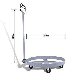 Wefrib 55 Gallon Drum Dolly 1000 Pound Drum Cart Multi Purpos Barrel Dolly Cart with Ajustable Handle Steel Frame Dolly with 4 Swivel Casters Wheel Non Tipping Hand Truck Capacity Dollies(Grey)