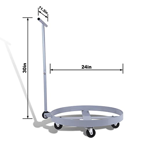 Wefrib 55 Gallon Drum Dolly 1000 Pound Drum Cart Multi Purpos Barrel Dolly Cart with Ajustable Handle Steel Frame Dolly with 4 Swivel Casters Wheel Non Tipping Hand Truck Capacity Dollies(Grey)