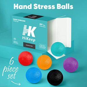 HiKeep Hand Exercise Balls, Set of 6 Physical Therapy Different Resistance Workout Kit (Large, 4.5cm Diameter)