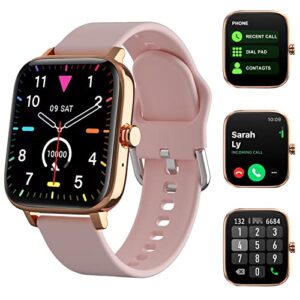 tozdto smart watch gift for men women, 1.7" full touch screen smartwatch with text and call for android ios phones, gps fitness tracker watches with sports modes, pedometer, distance, calories (pink)