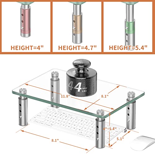 Hemudu Monitor Stand Riser, 3 Height Adjustable Laptop Stand Riser, Monitor Stand Riser 11.8"x 8.1" Stand for PC, Computer, Laptop Clear HD06T-001