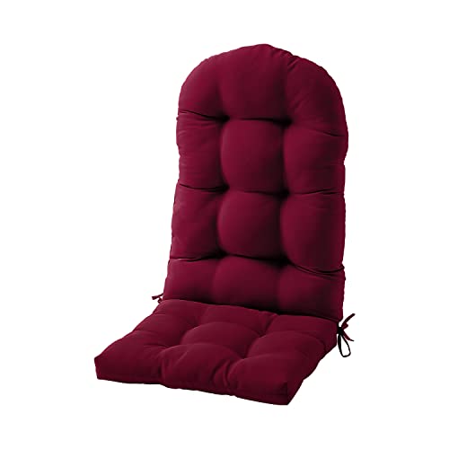 FILUXE Adirondack & Rocking Chair Cushion, High Back Patio Cushions - Waterproof Solid Tufted Pillow, Indoor/Outdoor Pads with Ties, Fade-Resistant & Seasonal All Weather Replacement (Plum Red, 1)