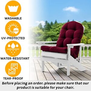 FILUXE Adirondack & Rocking Chair Cushion, High Back Patio Cushions - Waterproof Solid Tufted Pillow, Indoor/Outdoor Pads with Ties, Fade-Resistant & Seasonal All Weather Replacement (Plum Red, 1)