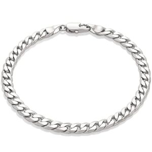 amazon essentials sterling silver plated curb chain bracelet 7.5", sterling silver