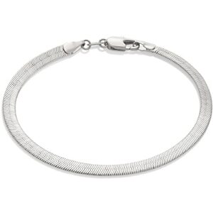 amazon essentials sterling silver plated double herringbone chain bracelet 7.5", sterling silver