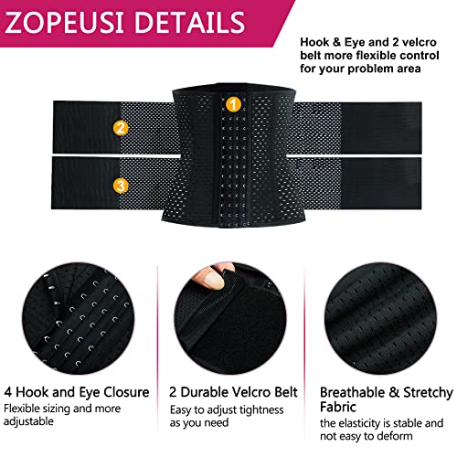 ZOPEUSI Waist Trainer For Women Waist Cincher Trimmer Sport Girdle Underbust Corset Tummy Control Hourglass Body Shaper Black