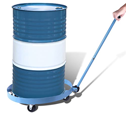 yue 55 Gallon Heavy Duty Steel Drum Dolly with 4 Swivel Caster and Handle, Rolling Bucket Dolly Hand Truck for Paint Bucket for Workshops, Factories, Warehouses (Blue) (YQTC-Blue)