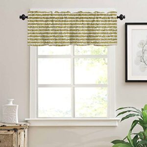 Valances for Windows White Gold Stripes Kitchen Valances for Windows Decorative Rod Pocket Short Window Valance Curtains,Semi Sheer Valance for Kitchen Bathroom 54" x18"