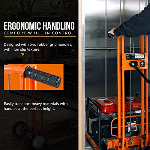 SuperHandy Material Lift Winch Stacker, Pallet Truck Dolly, Lift Table, Fork Lift, 330 Lbs 40" Max Lift w/ 8" Wheels, Swivel Casters [Patent Pending]