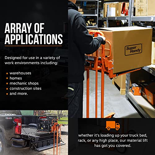 SuperHandy Material Lift Winch Stacker, Pallet Truck Dolly, Lift Table, Fork Lift, 330 Lbs 40" Max Lift w/ 8" Wheels, Swivel Casters [Patent Pending]